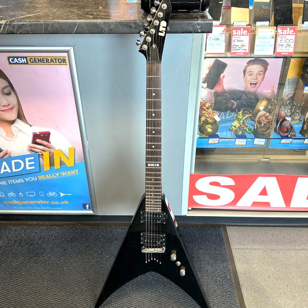 Pre-owned ESP LTD V-50 Flying V Electric Guitar - Black - Own4Less